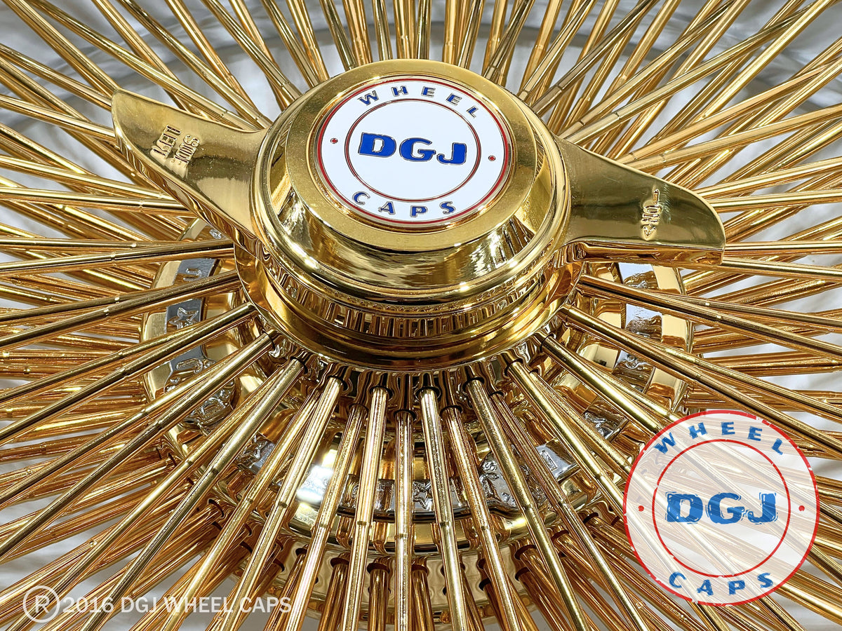 DGJ WHEELS 22x8 Standard 150 Spokes Gold Spokes & Hub Lowrider Wire Wh ...